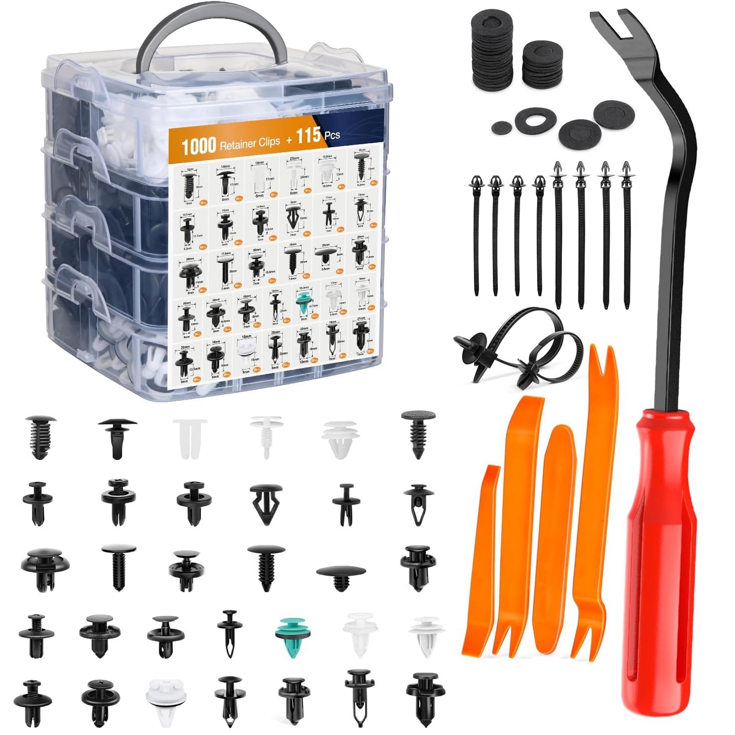 Set 1115 clipsuri si elemente de fixare auto, Excitat®, 32 dimensiuni ...