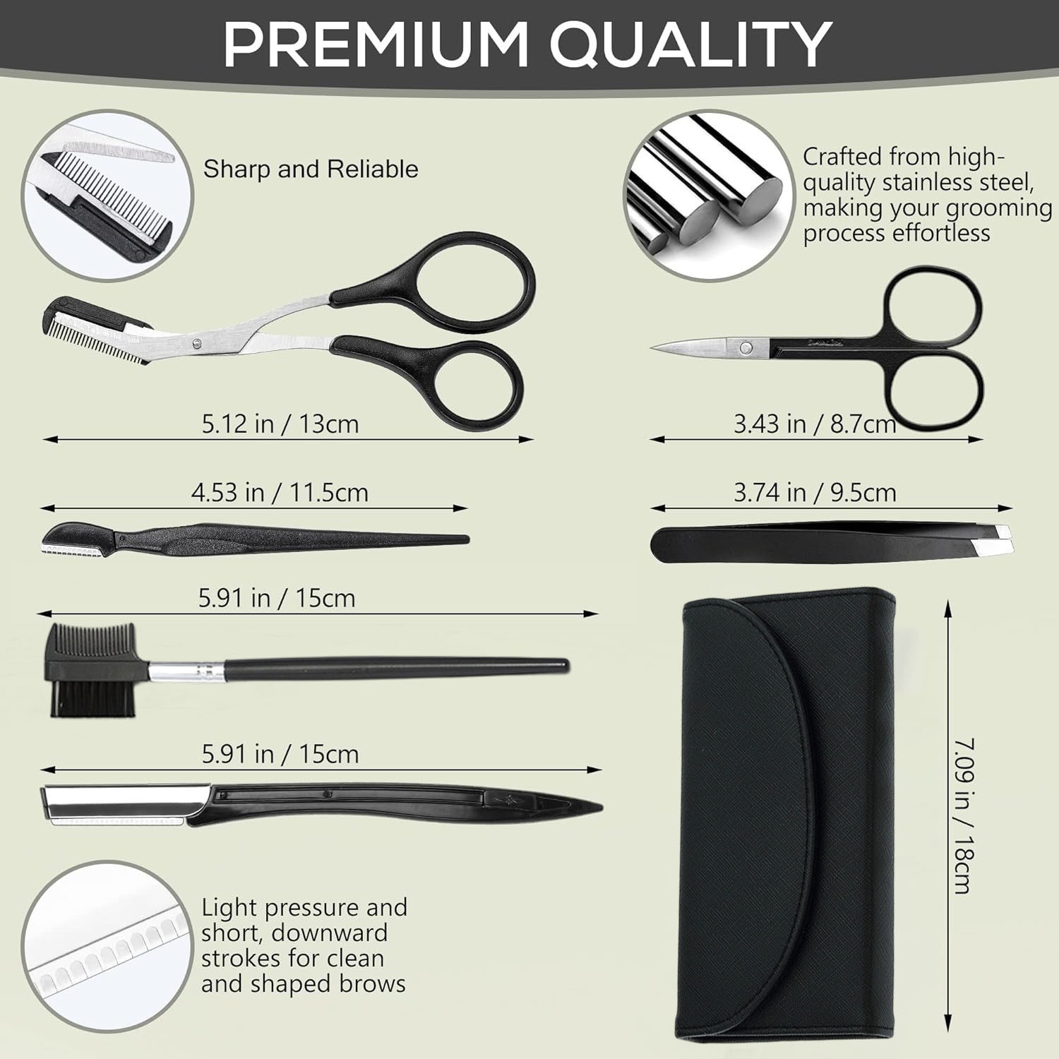 Set profesional de stilizare sprancene, 12 unelte, 6 creioane, 10 ...