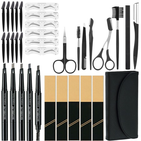 Set profesional de stilizare sprancene, 12 unelte, 6 creioane, 10 ...