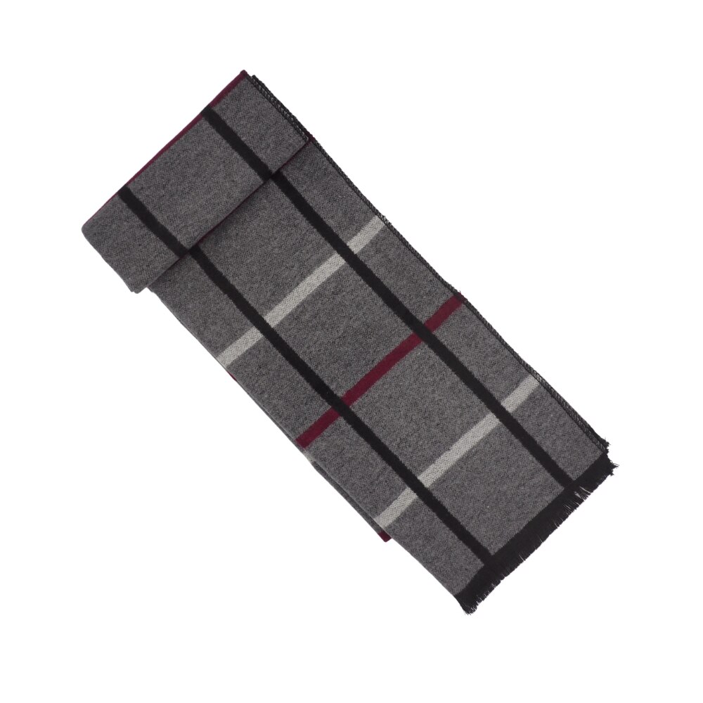 Fular barbati, Onore, gri, rosu si negru, 182 x 30 cm, bumbac, model ...