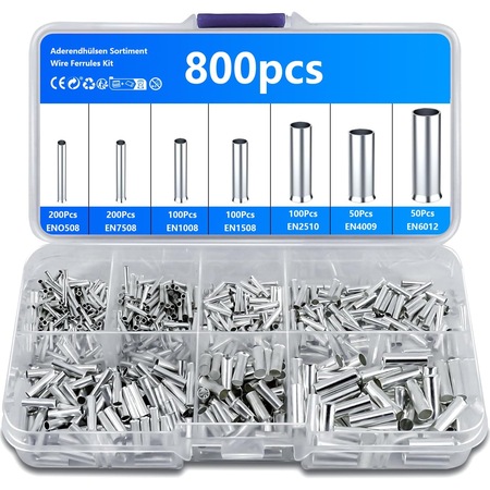 Set de 800 de bucati de pini terminali neizolati, mansoane de cablu 10 ...