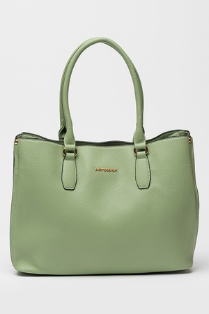 Pierre Cardin, Geanta de mana cu logo metalic, Verde deschis - eMAG.ro