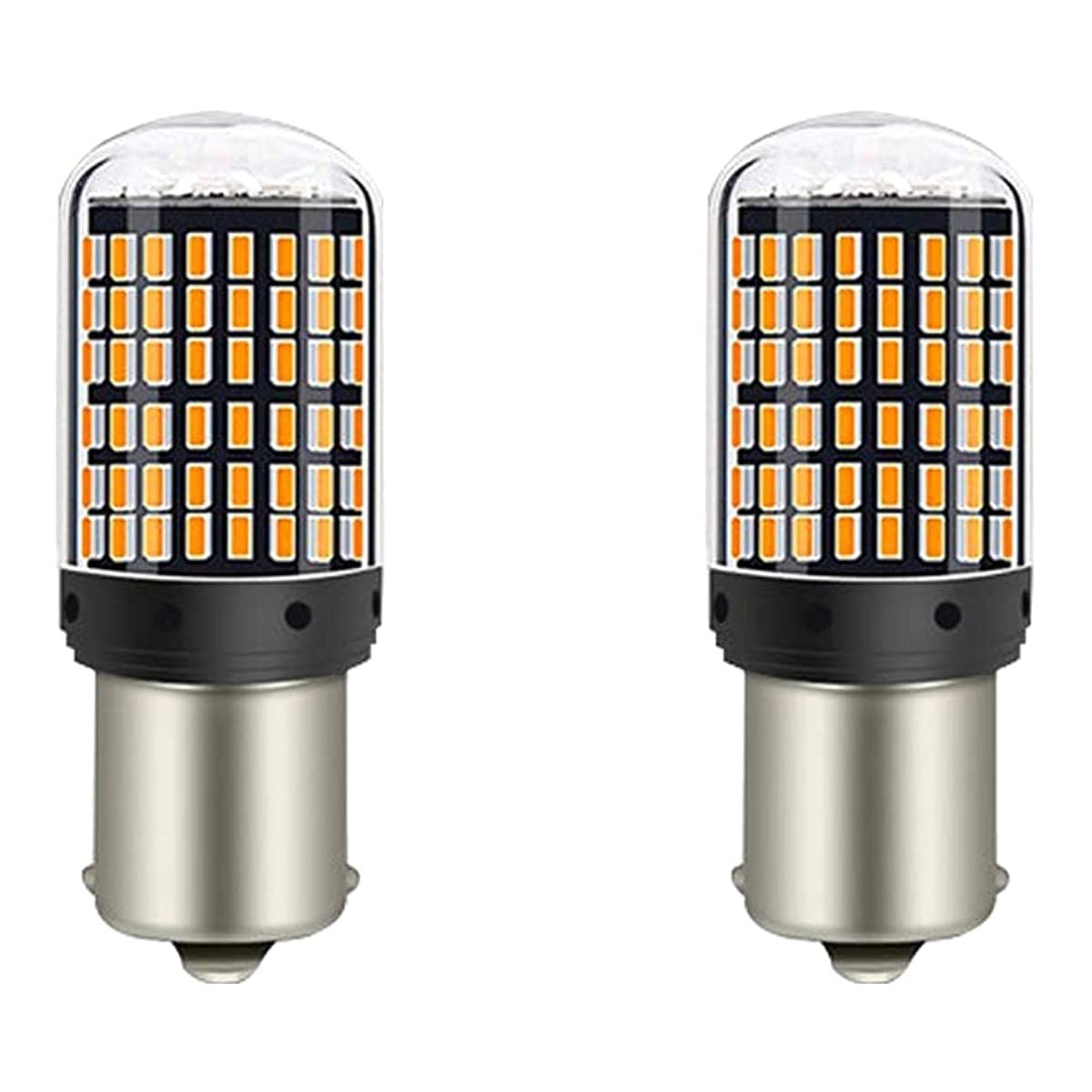 Set 2 becuri LED PsAyl 1156 BA15S 144 SMD galbene 2800 lumeni 2.17x0.79 ...