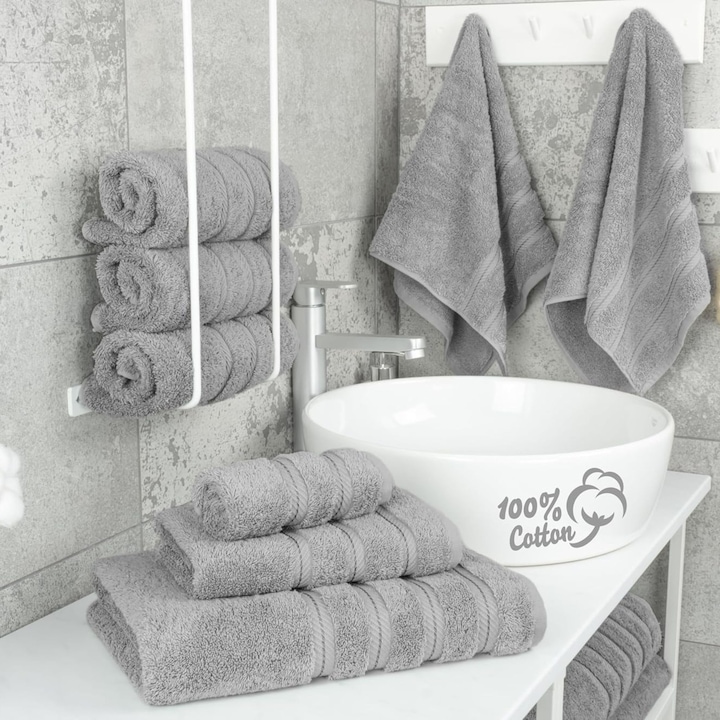 Set 4 Prosoape Premium Daveza, 600 GSM, 2 Prosoape de Baie 70×140 cm, 2 ...