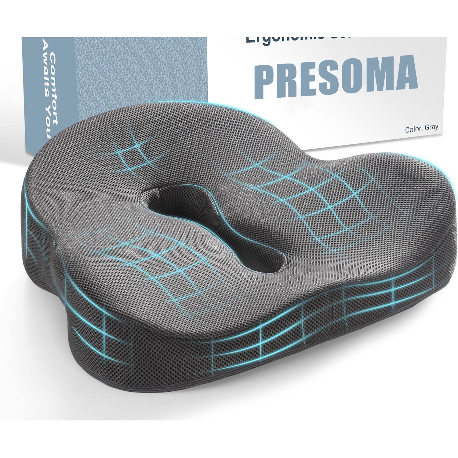 Perna ortopedica sezut, Spuma cu memorie Premium, pentru scaun de birou ...