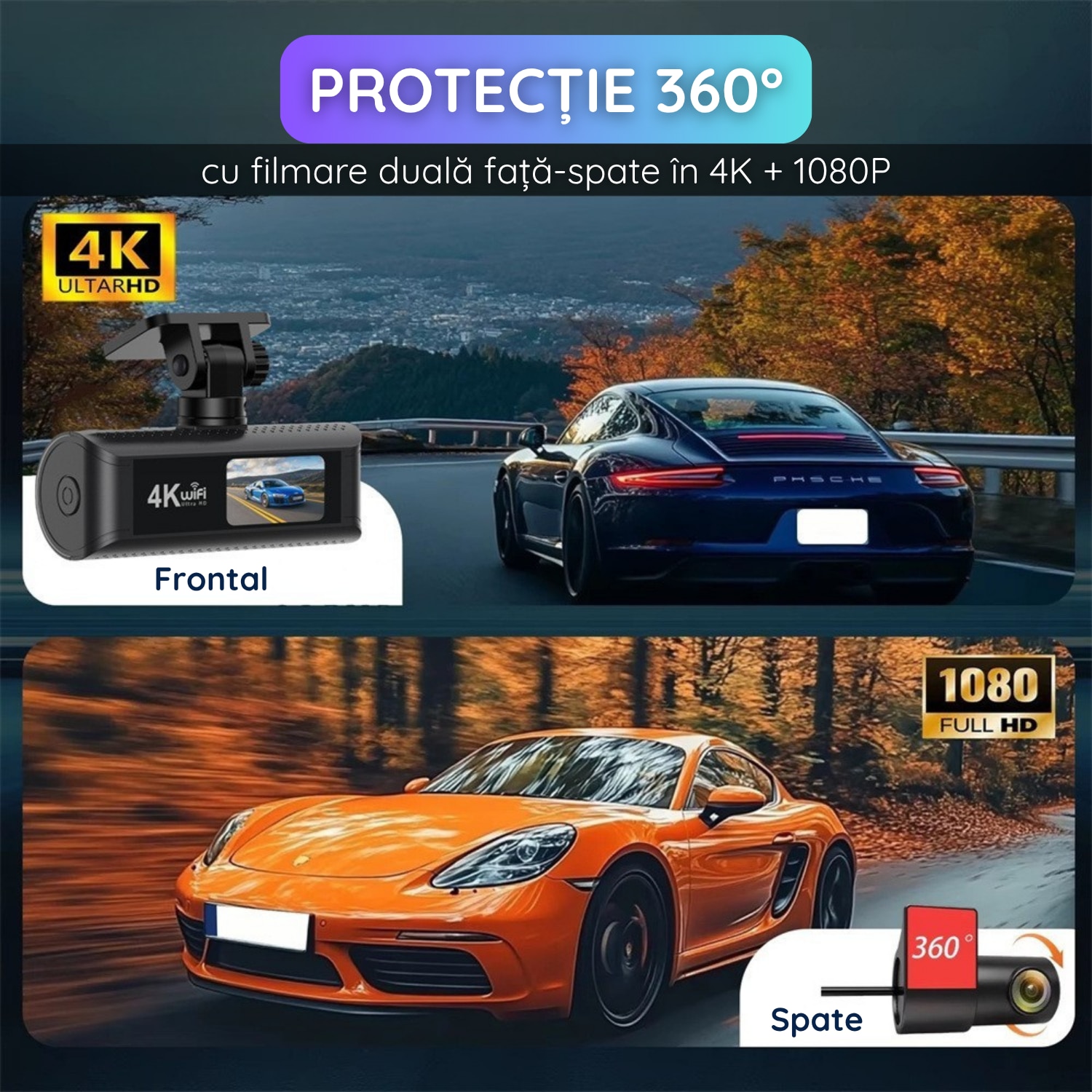 Camera Video De Bord Auto, IMODIX®, Camera Spate Interior, 4K UHD ...