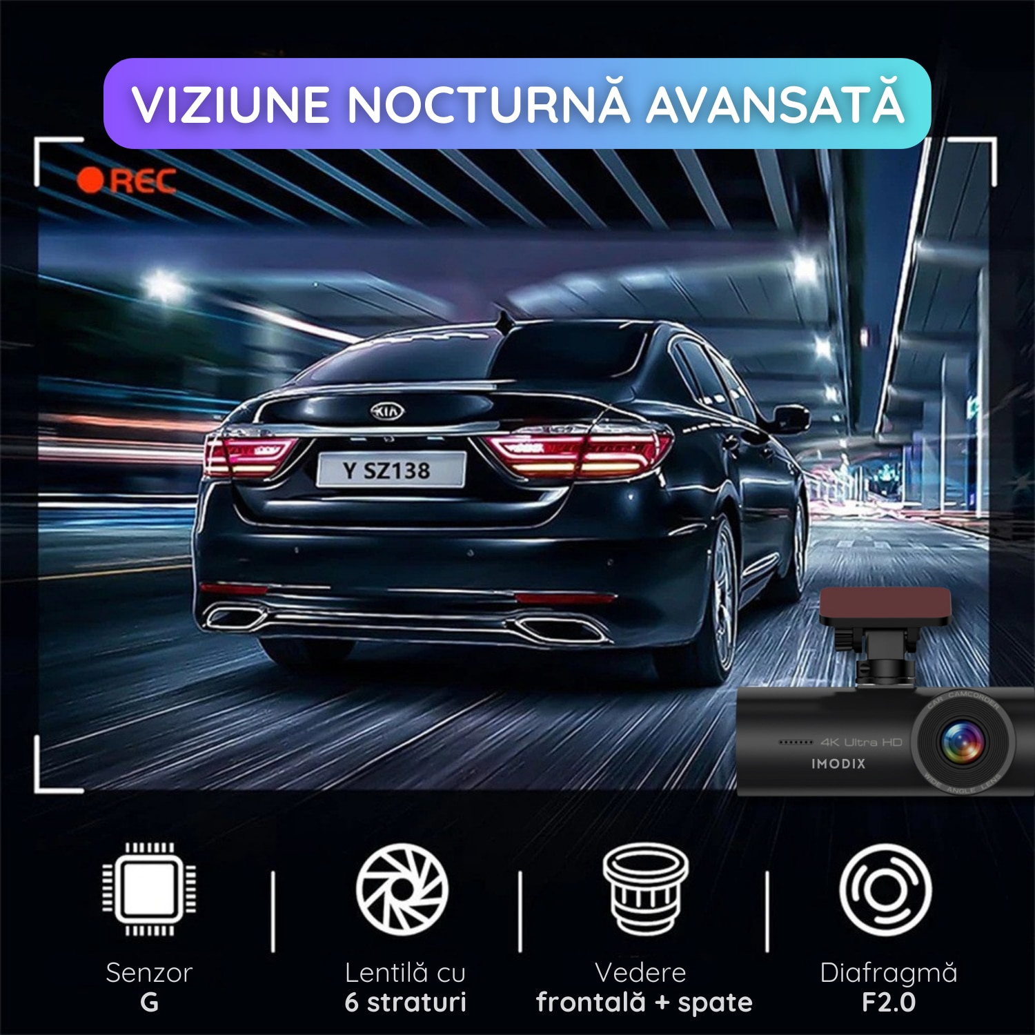 Camera Video De Bord Auto, IMODIX®, Camera Spate Interior, 4K UHD ...