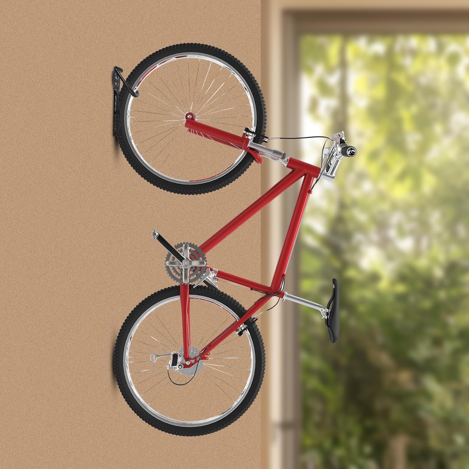 Set 2 suporturi de perete pentru bicicleta, montaj vertical cu carlig ...