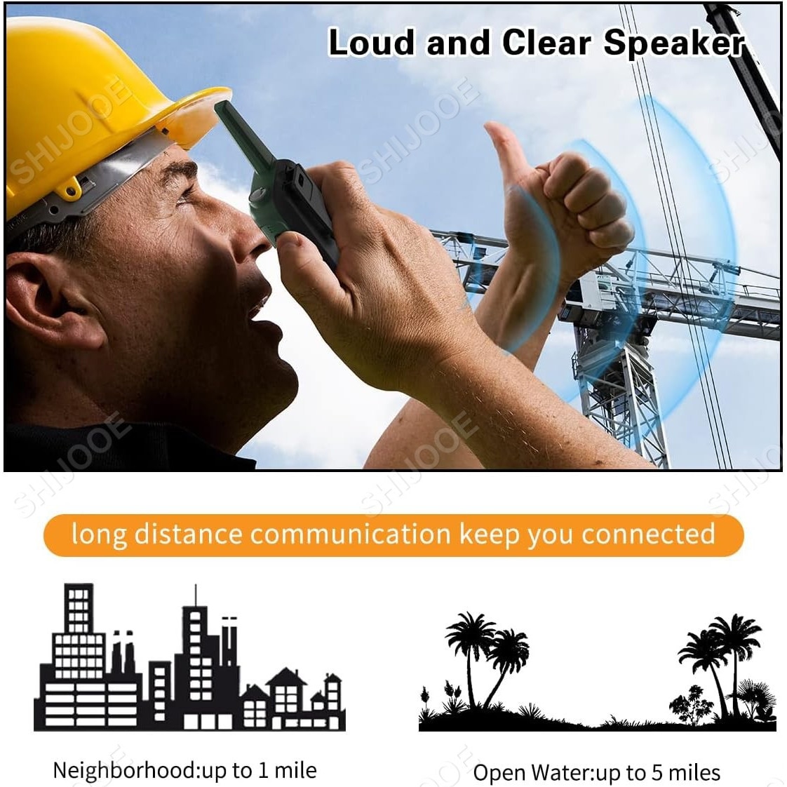 Комплект от 2 преносими радиостанции, уоки-токи, SHIJOOE®, 22 честоти, обхват на комуникация до ...