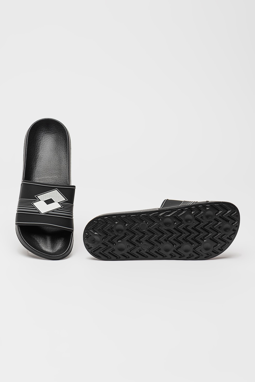Lotto, Papuci cu model monograma, Alb, Negru, 40 - eMAG.ro