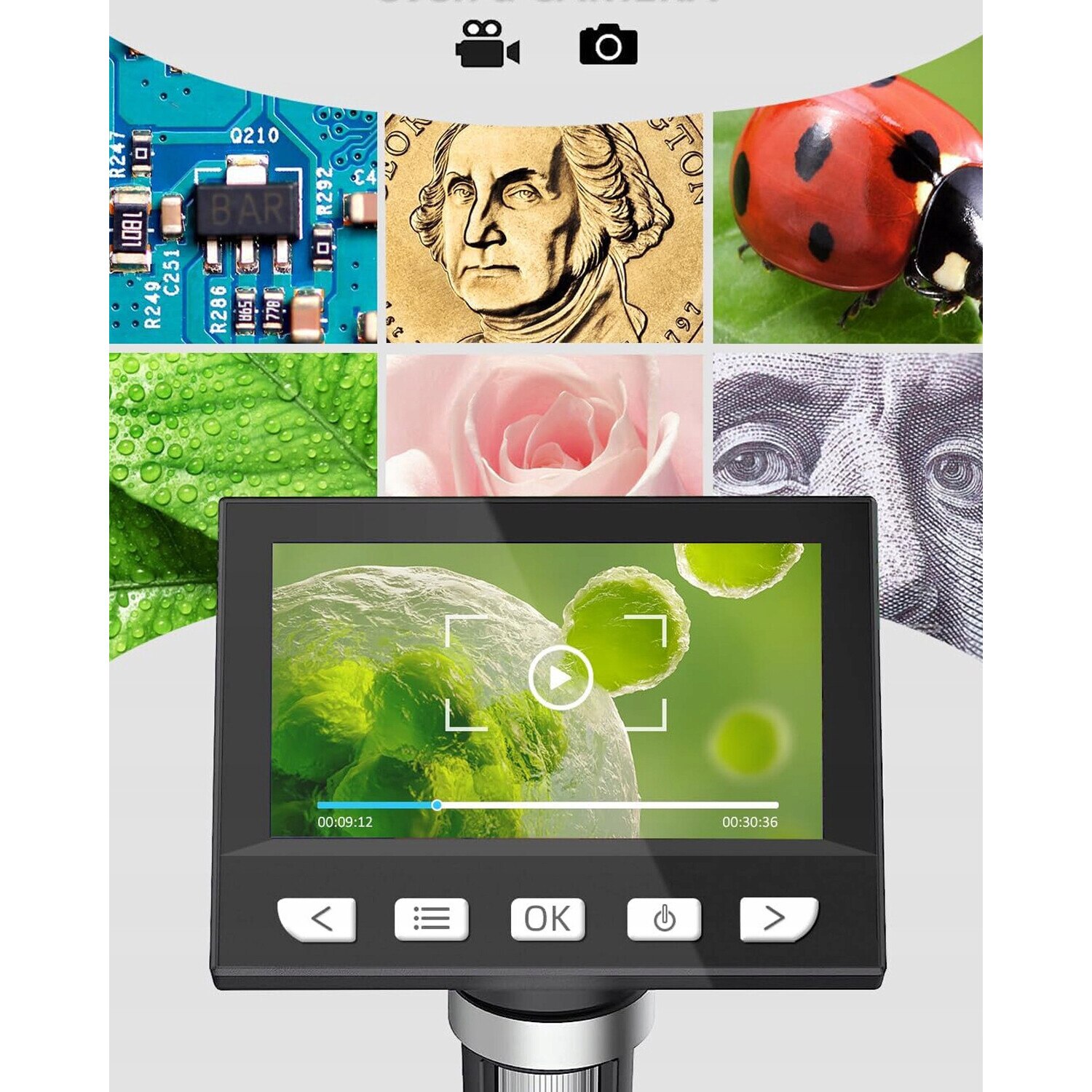 Microscop Digital Profesional Gizmondo 307 cu Ecran LCD de 4.3", Zoom ...