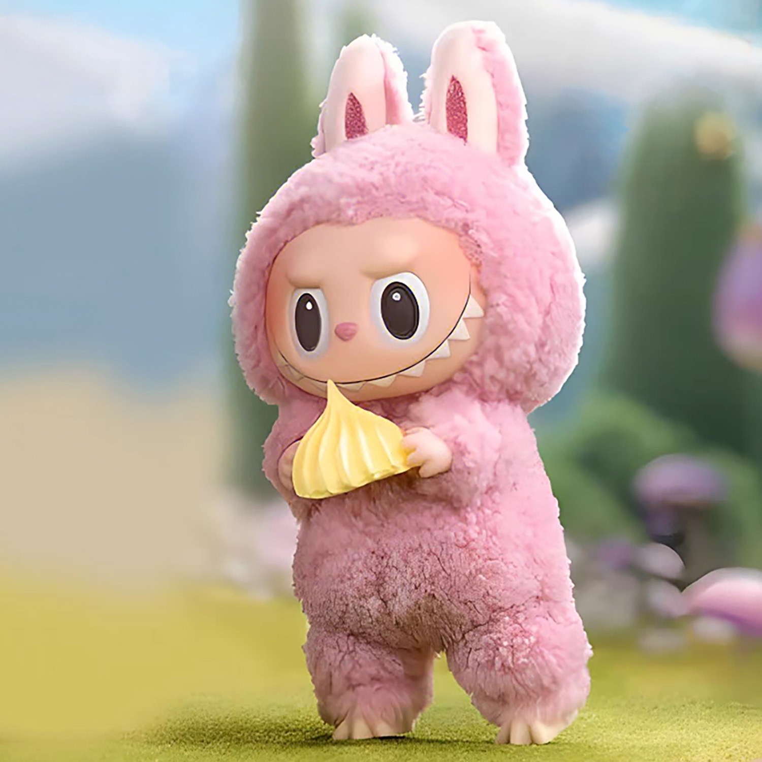 Papusa de plus, bibubibu ®, Labubu, Keychain, in pozitie de asezare ...