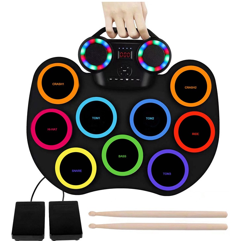Set de tobe electronice, WALALLA, Lumini LED colorate si difuzoare ...