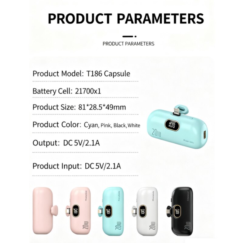 Power bank capsule, Baterie Externa, portabil, compact, 20 W incarcare ...