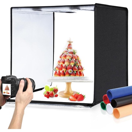 Studiou Foto Portabil 60x60cm cu 2 Benzi LED 5500K, 6 Fundaluri ...