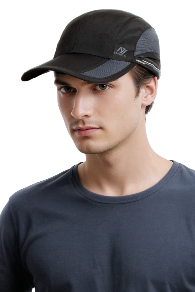 Sapca de alergare rapid uscat, neagra, unisex, ajustabila, din material ...