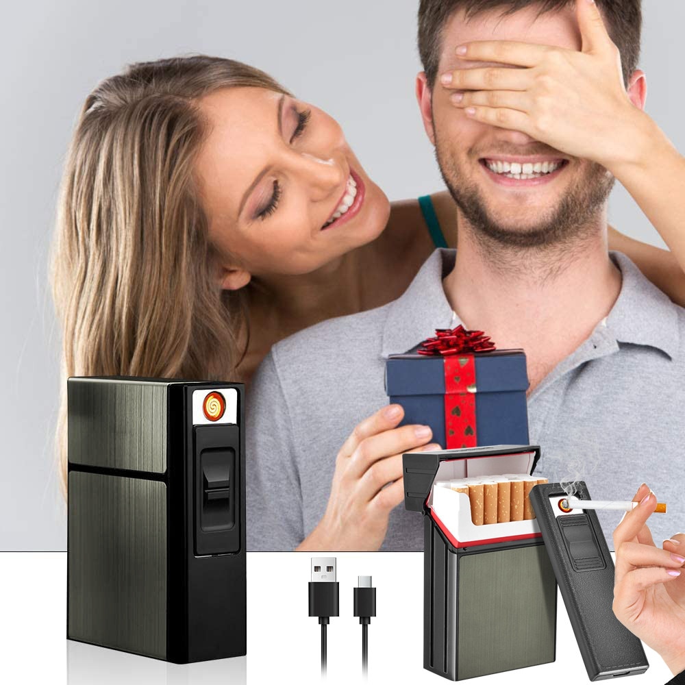 Tabachera, cu bricheta electrica, Cutie tigari cu functie bricheta ...