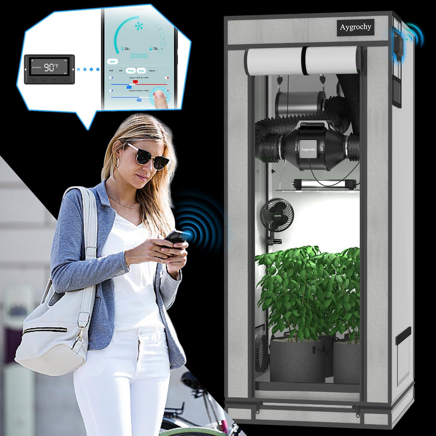 Ventilator evacuare aer 100 mm smart, WiFi, control aplicatie, material ...
