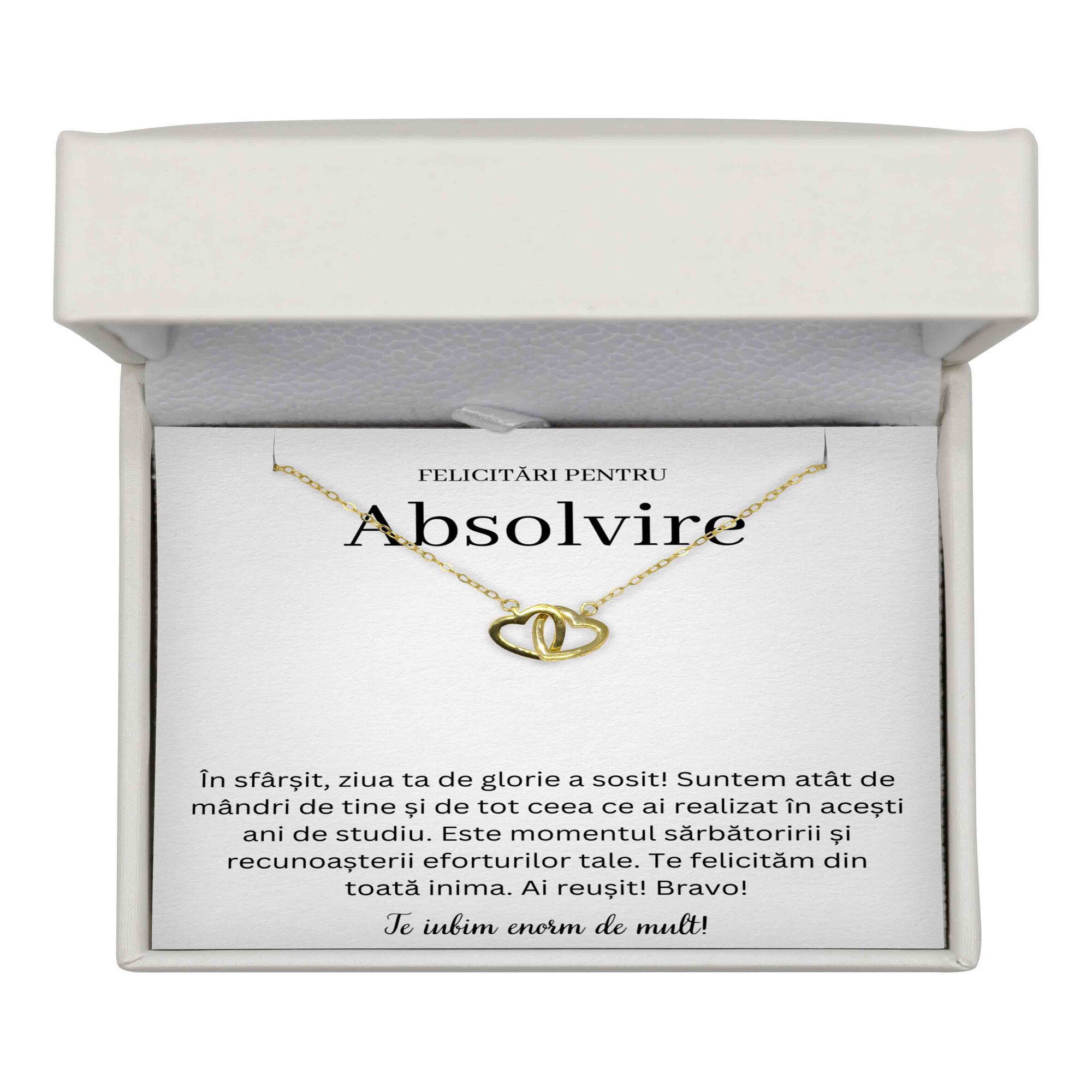 Set Colier Pentru Absolvire, Colier Argint 925 Placat Cu Aur 14K, Cutie ...