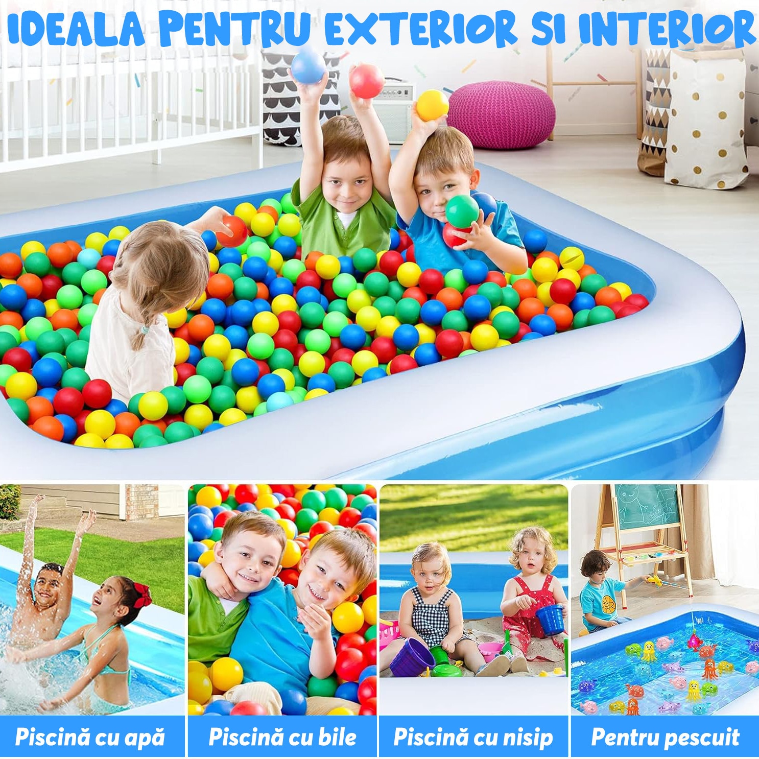 Piscina Gonflabila Dreptunghiulara Pitikot®, pentru Adulti sau Copii 3 ...