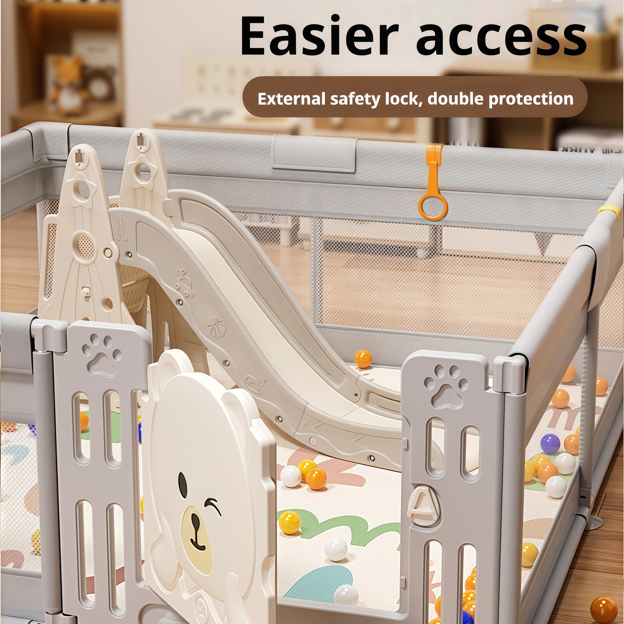 Parc pentru bebelusi si copii mici, zona de joaca sigura, cu usa ...