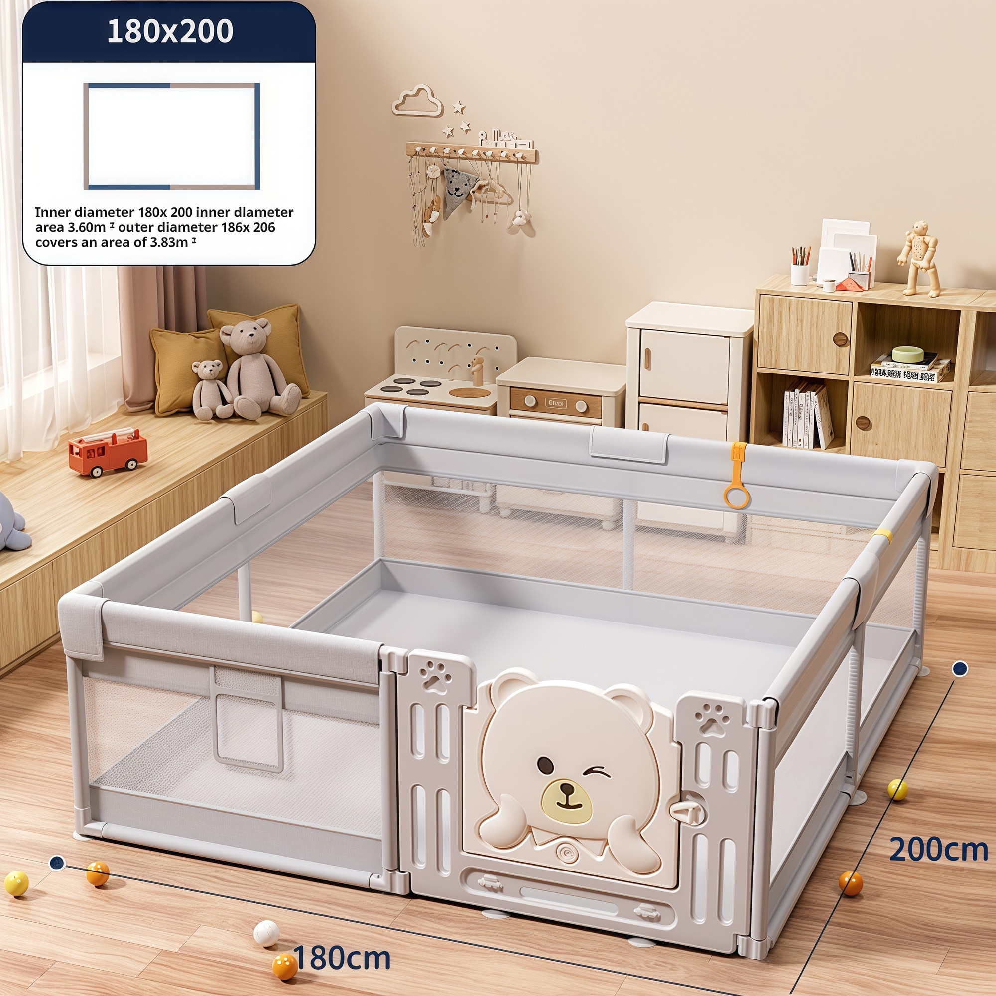 Parc pentru bebelusi si copii mici, zona de joaca sigura, cu usa ...