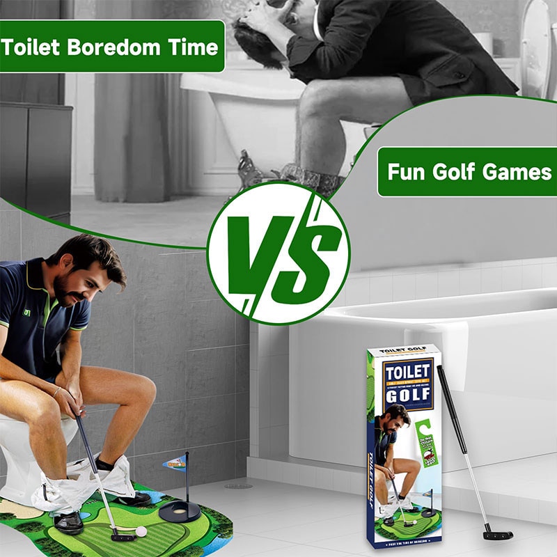 Set mini golf pentru baie, Garsonal®, 80 x 69 CM, covor verde, crosa, 2 ...