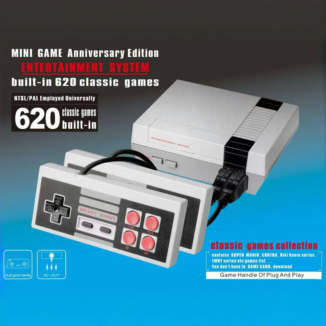 Consola de jocuri retro cu 620 de jocuri video, iesire AV si Hdmi de ...