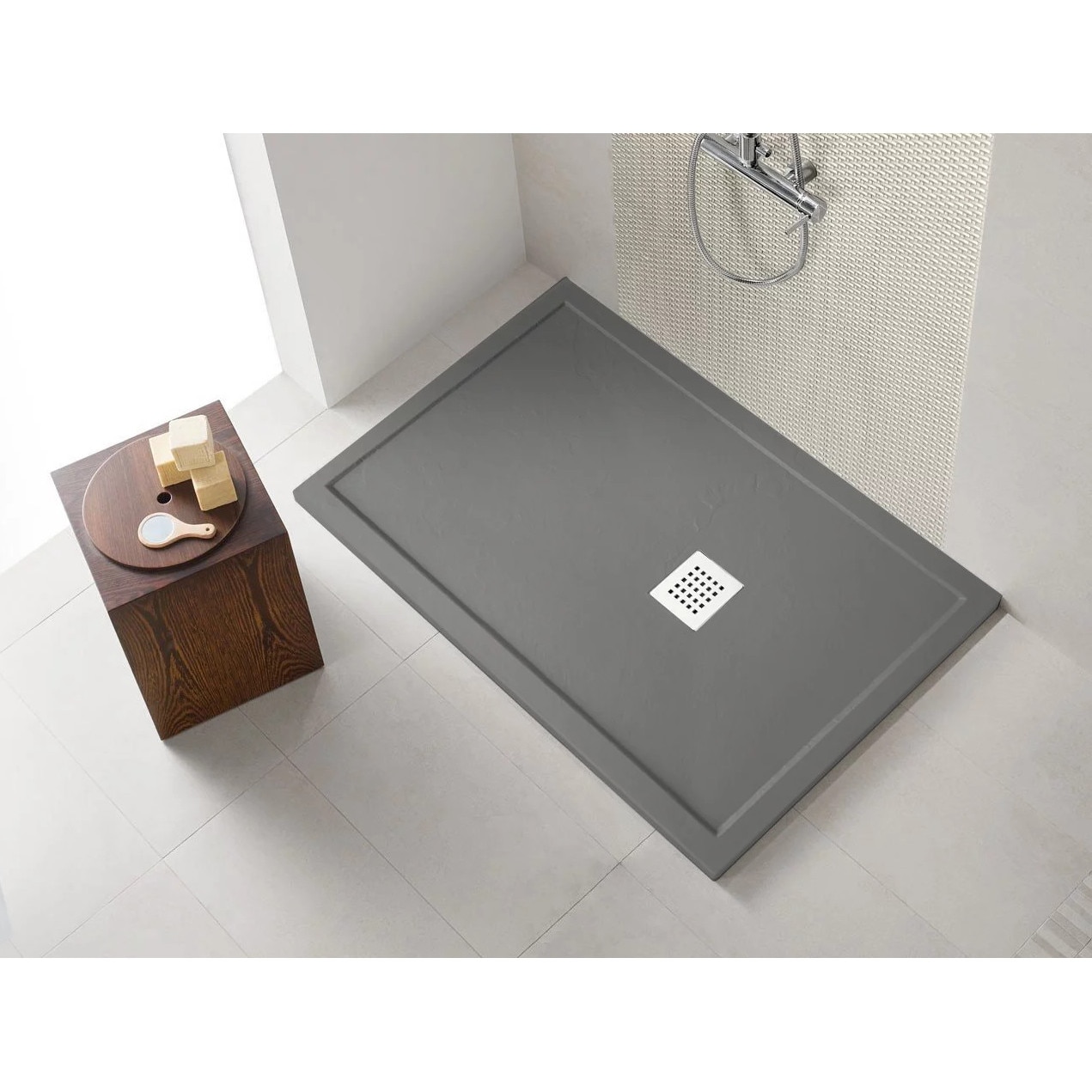Cadita de dus Model STEP SLATE Mineral Compozit 80x140 Gri - eMAG.ro