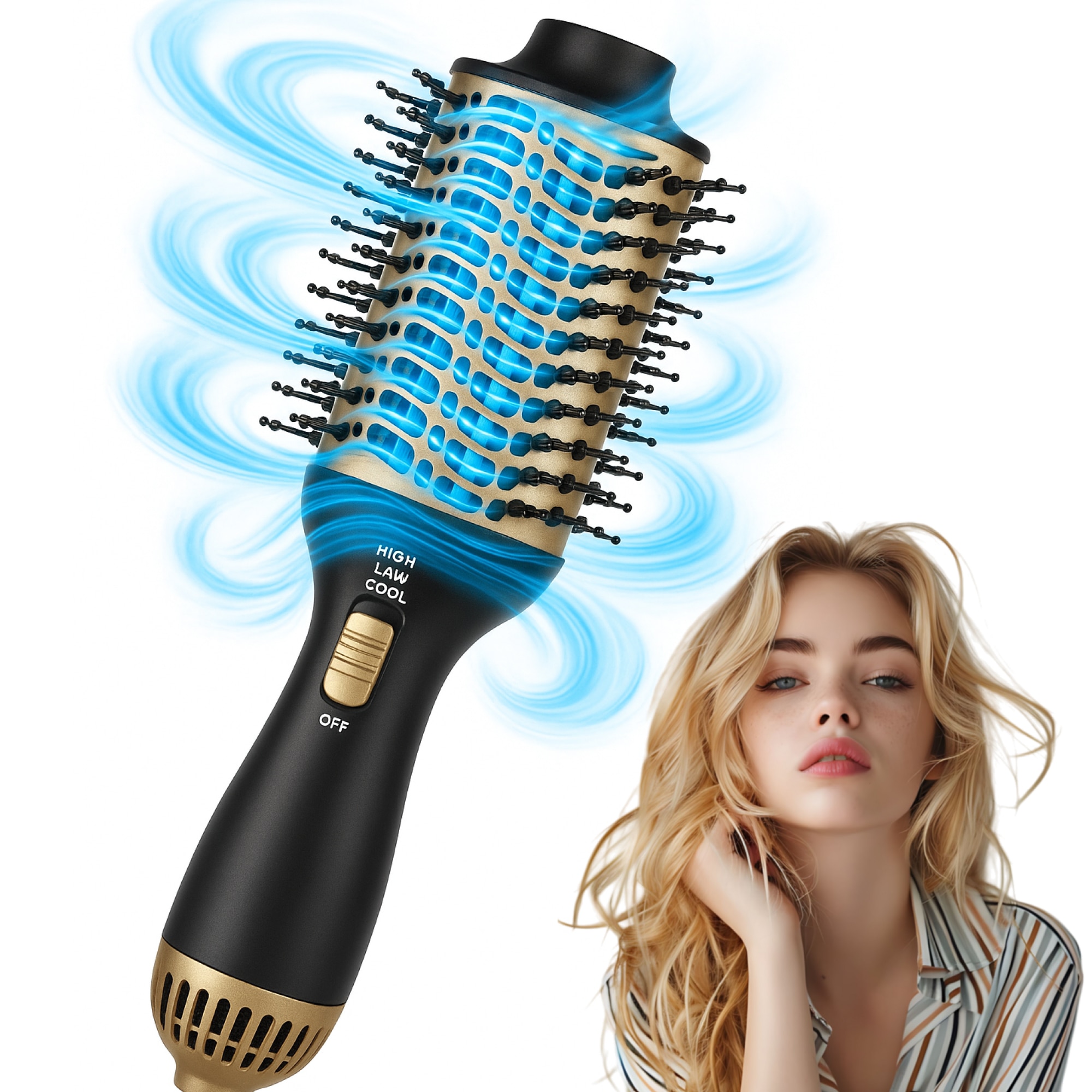 Perie de Par Electrica, 4 In 1, SeveShop®, Styler Portabil, Perie ...