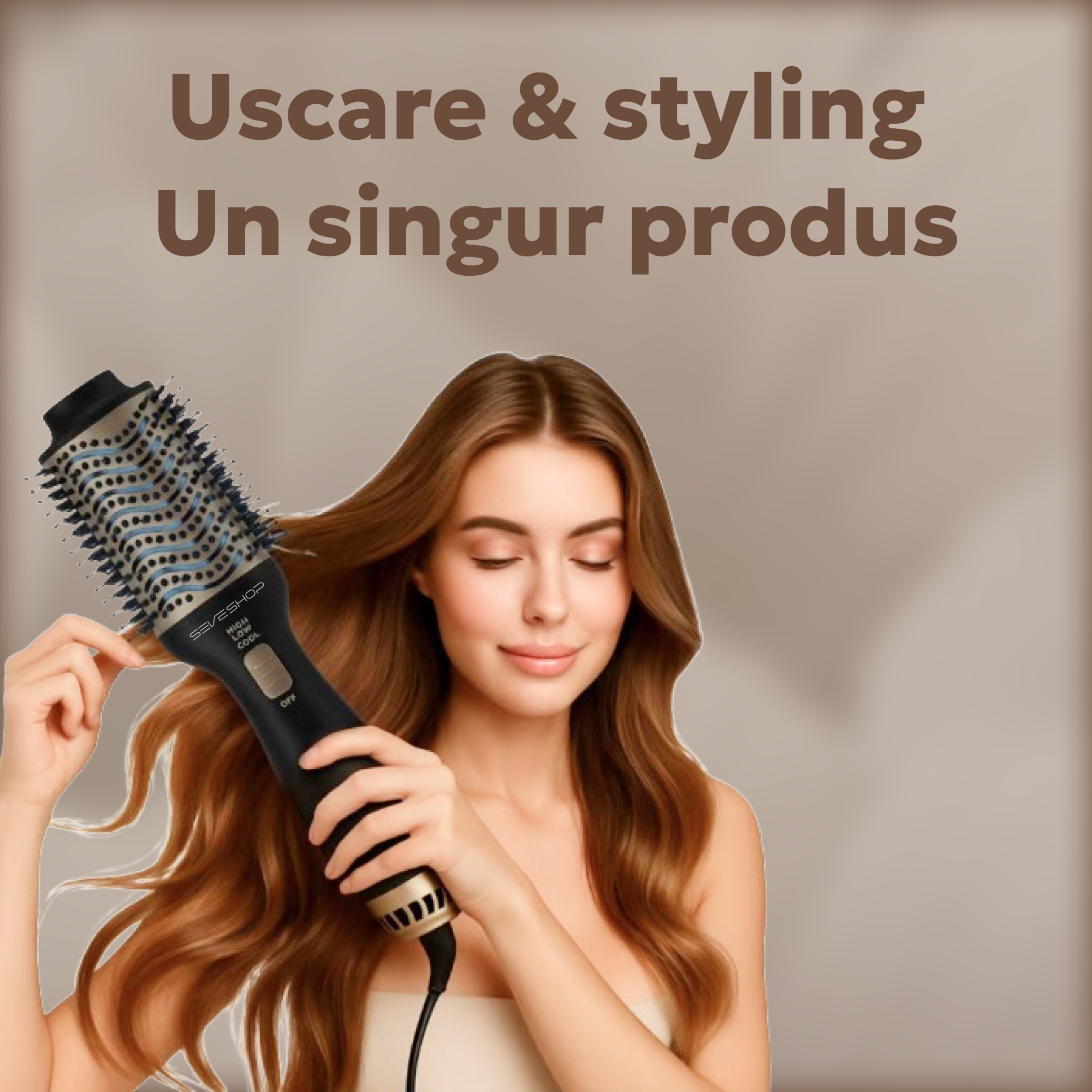 Perie de Par Electrica, 4 In 1, SeveShop®, Styler Portabil, Perie ...