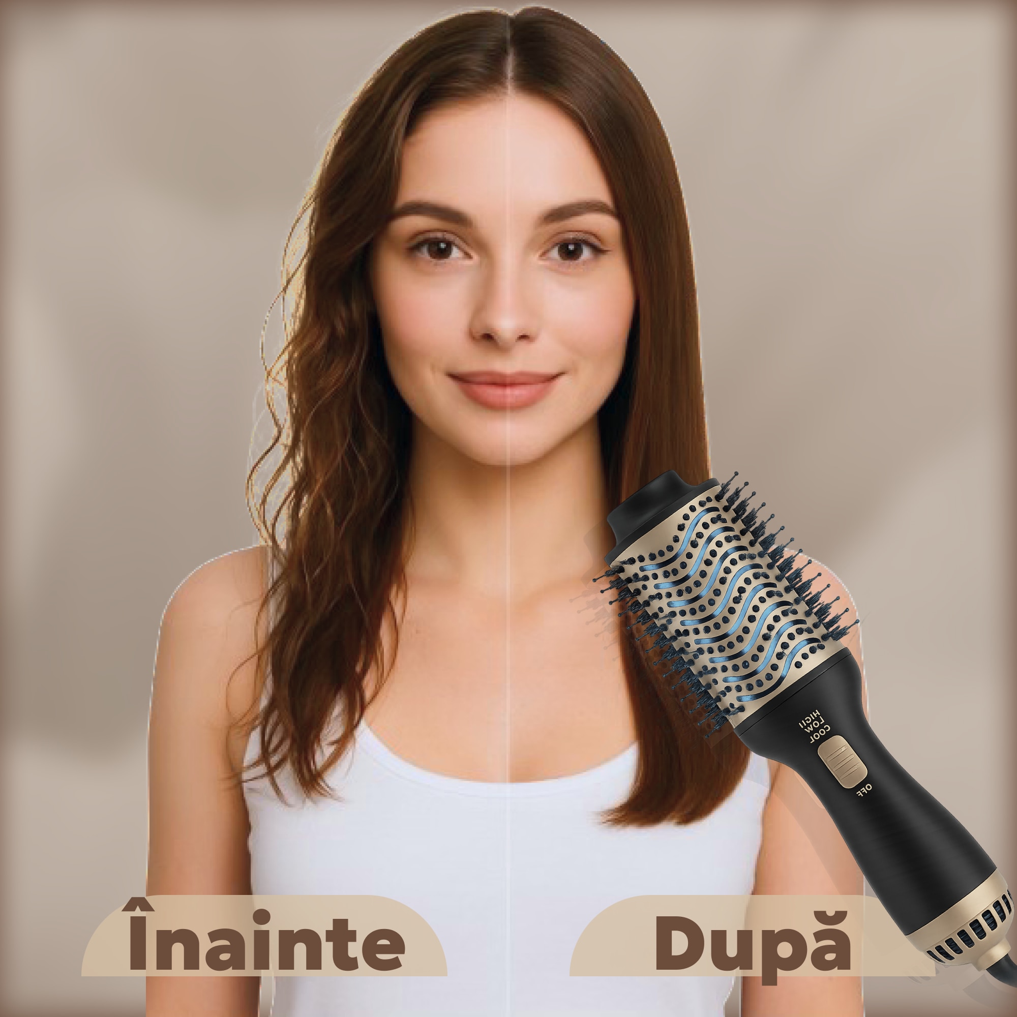 Perie de Par Electrica, 4 In 1, SeveShop®, Styler Portabil, Perie ...