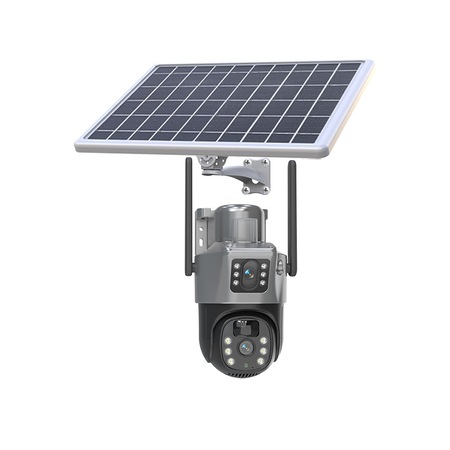 Camera de supraveghere video dubla cu SIM GSM si Panou solar, 4G, 4K ...