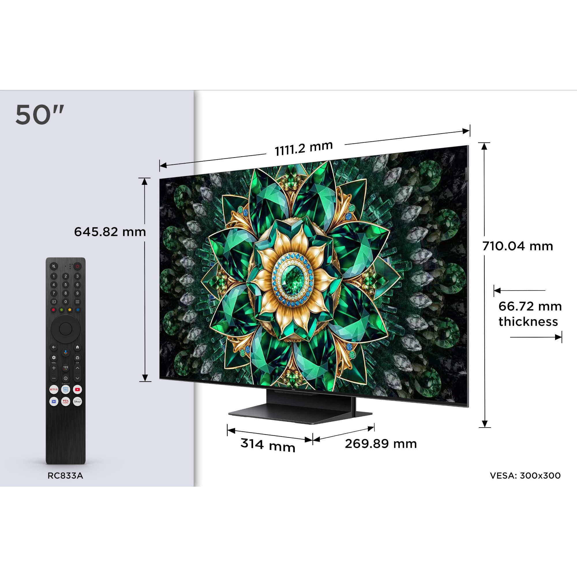 Televizor smart Mini LED TCL 50Q7C, 126 cm, Ultra HD 4K, WiFi, 100 Hz ...
