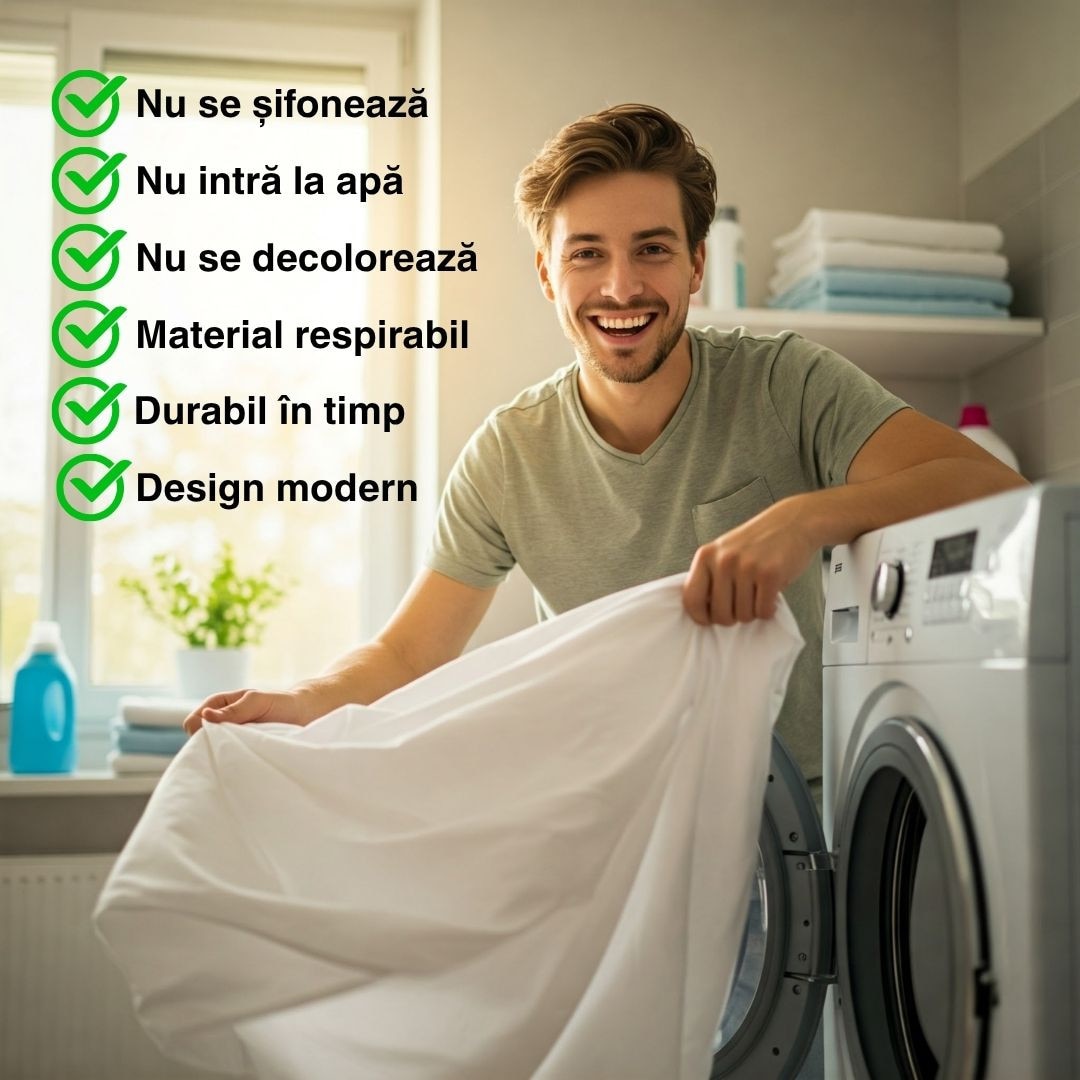 Lenjerie pat dublu NufJoy Finet Gros 6 piese, imprimeuri colorate ...