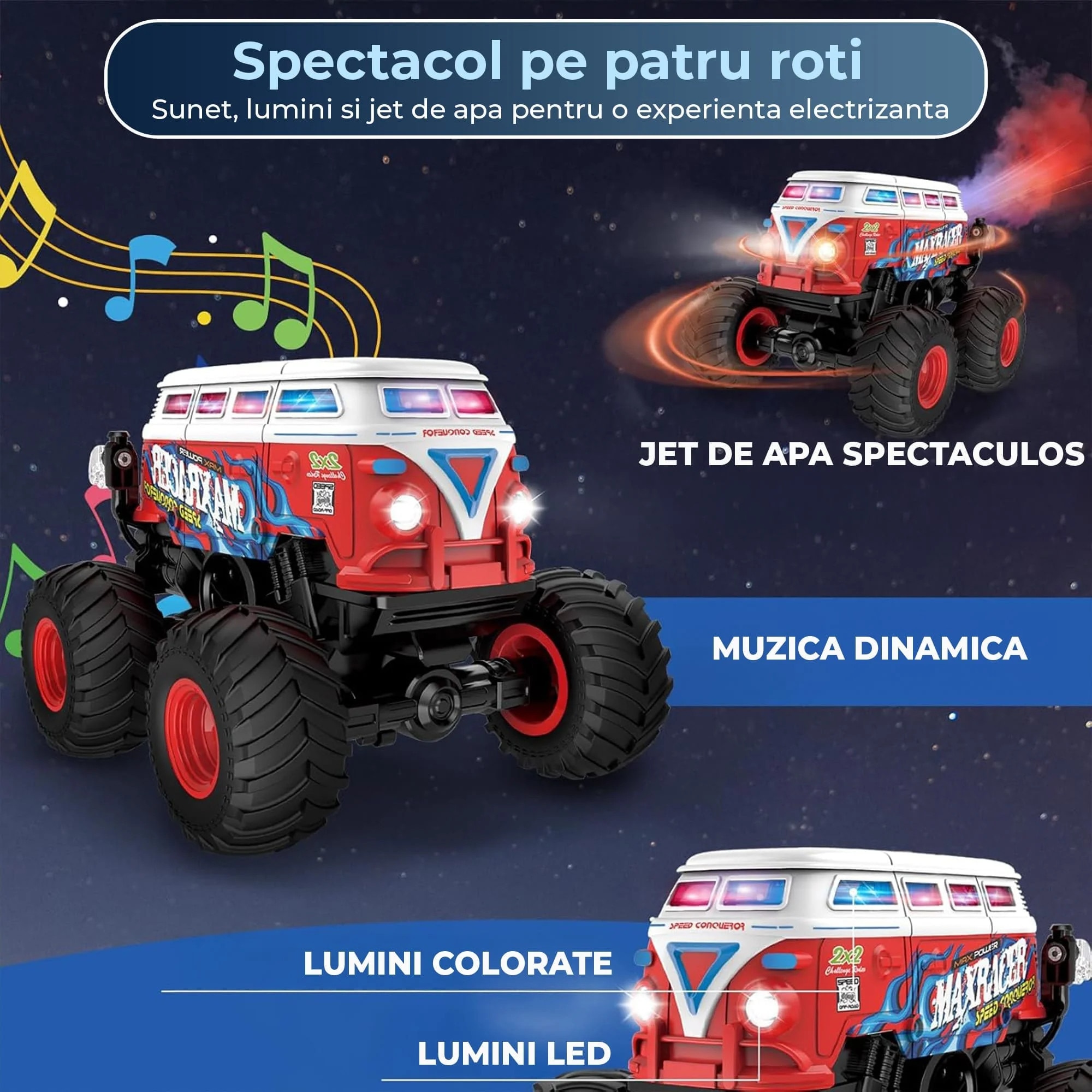 Masina cu Telecomanda Timebox Tip Autobuz Scolar, Scara 1:20, 4x4 ...