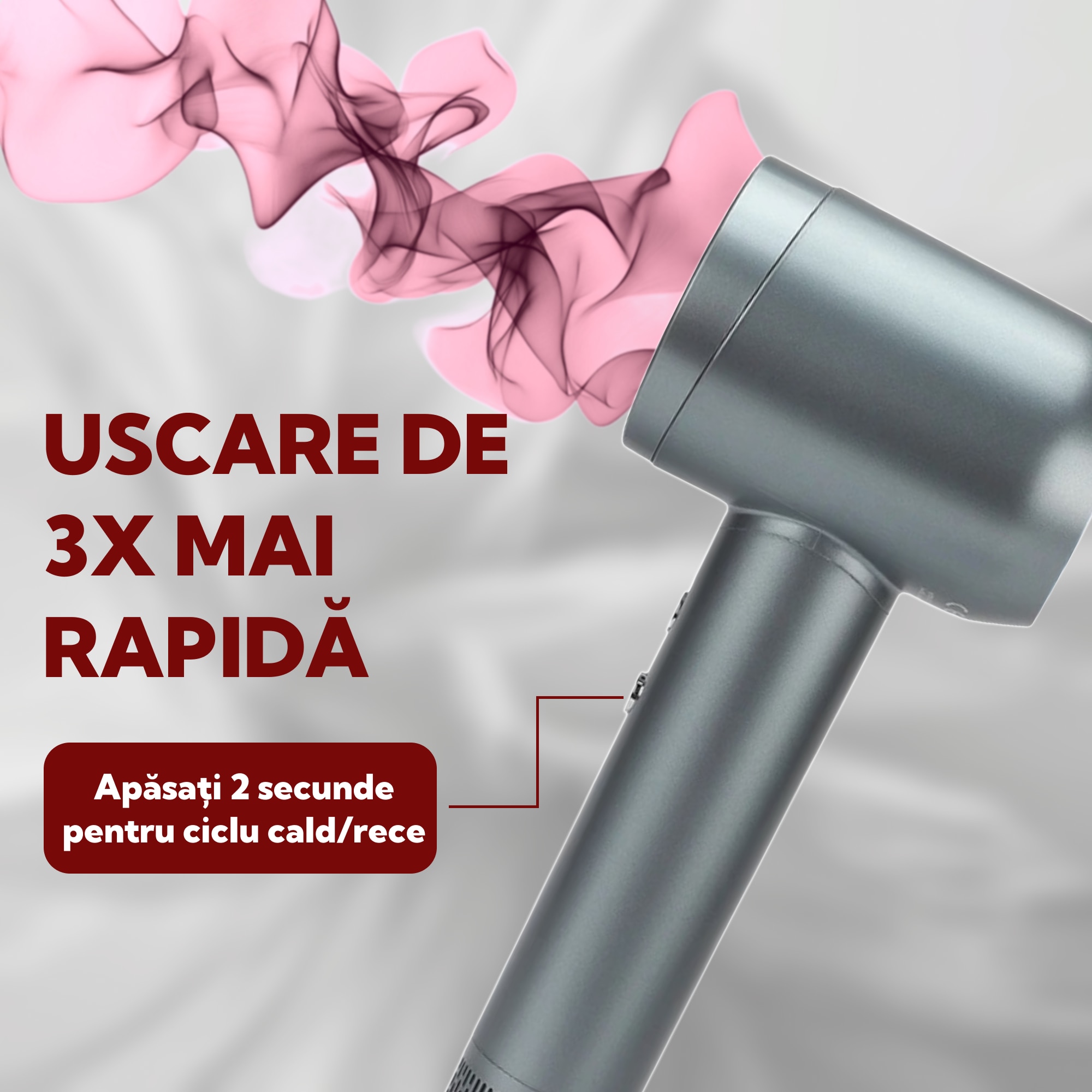 Uscator de Par Profesional, SeveShop®, Feon cu 4 Trepte Temperatura ...