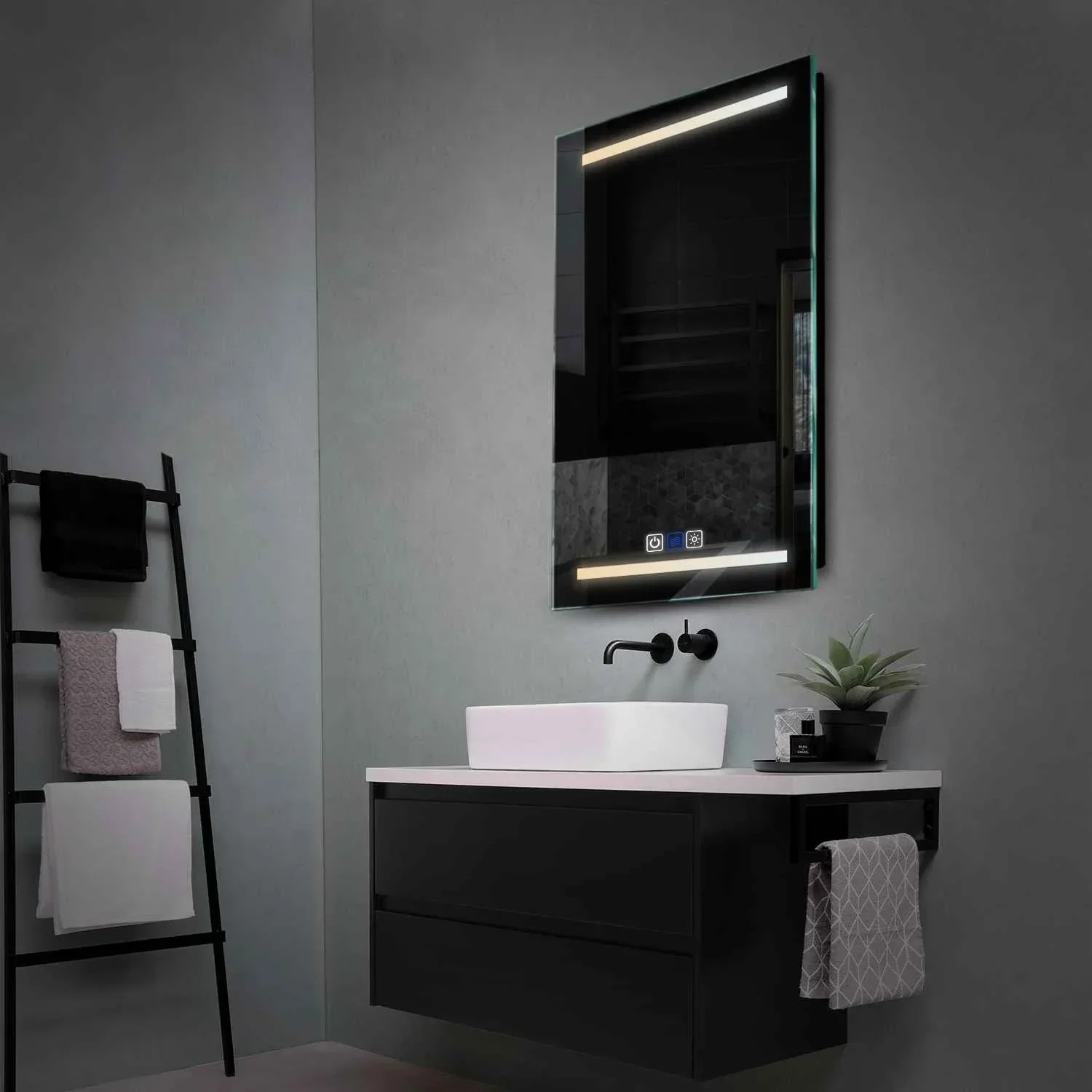 Oglinda LED 60x150 cm Verticala, LED 3000K-6000K Dual, 3 Butoane Touch ...