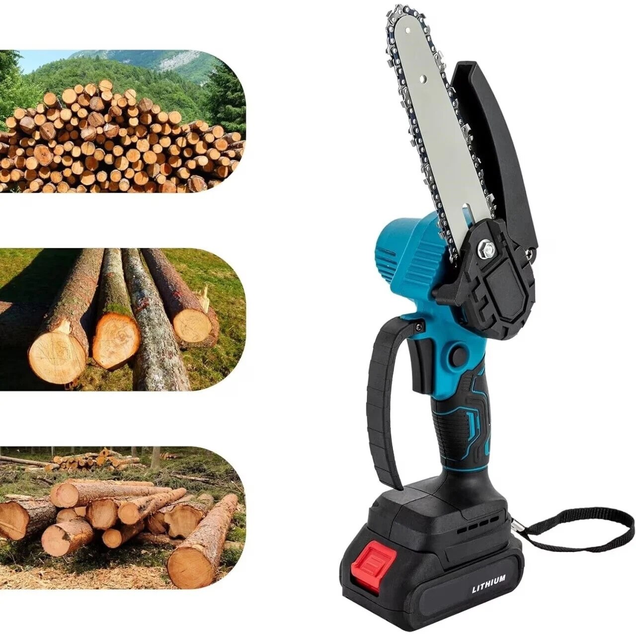 Mini drujba electrica fara fir, cu lama de 4 inci, 2 acumulatori de 48V ...