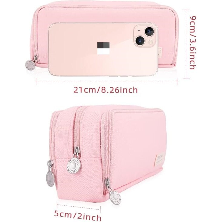 Penar scolar HaploS, 3 compartimente, capacitate mare, roz, 22x9.5x10cm ...