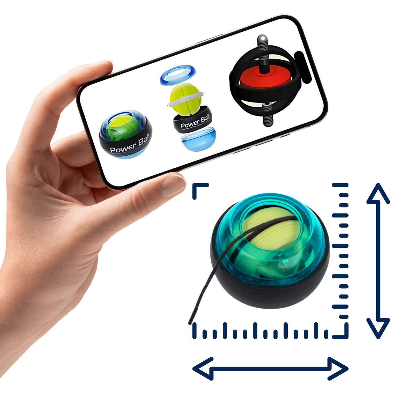 Minge fitness Powerball, 7x5,7cm, set cu snur pentru antrenament ...