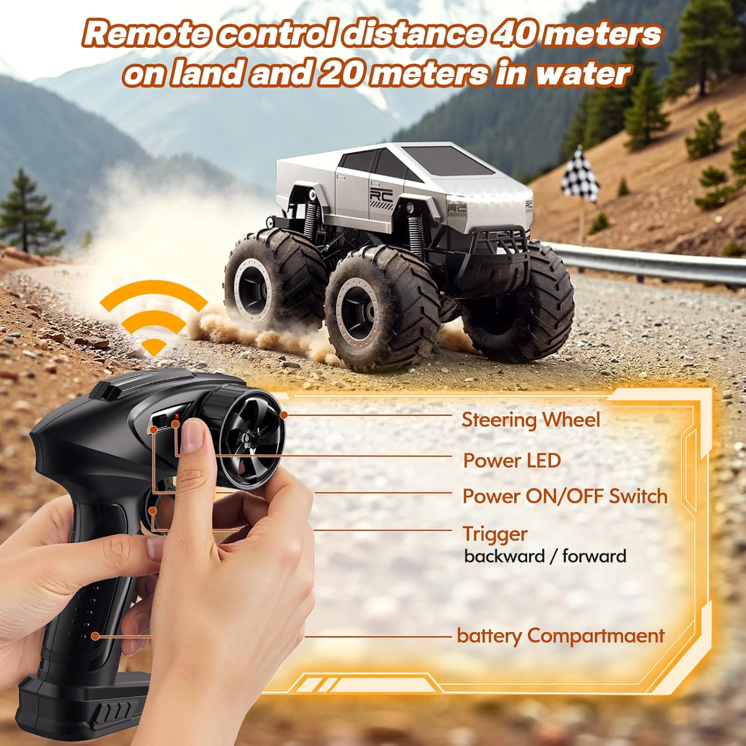Masina cu telecomanda Pick-up Off-Road, MOSMAOO®, 4WD Impermeabila ...
