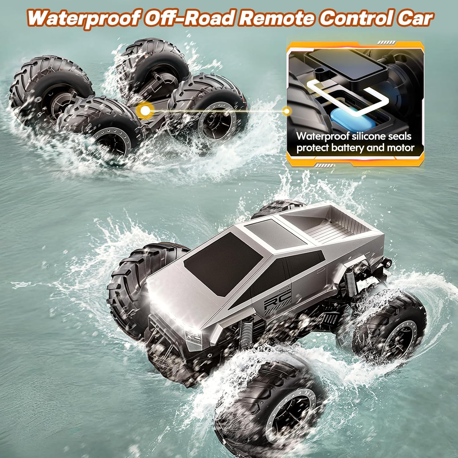 Masina cu telecomanda Pick-up Off-Road, MOSMAOO®, 4WD Impermeabila ...