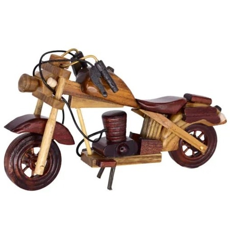 Macheta Harley Motocicleta Retro din lemn, Rosu, 26x4x14cm, VELVE - eMAG.ro