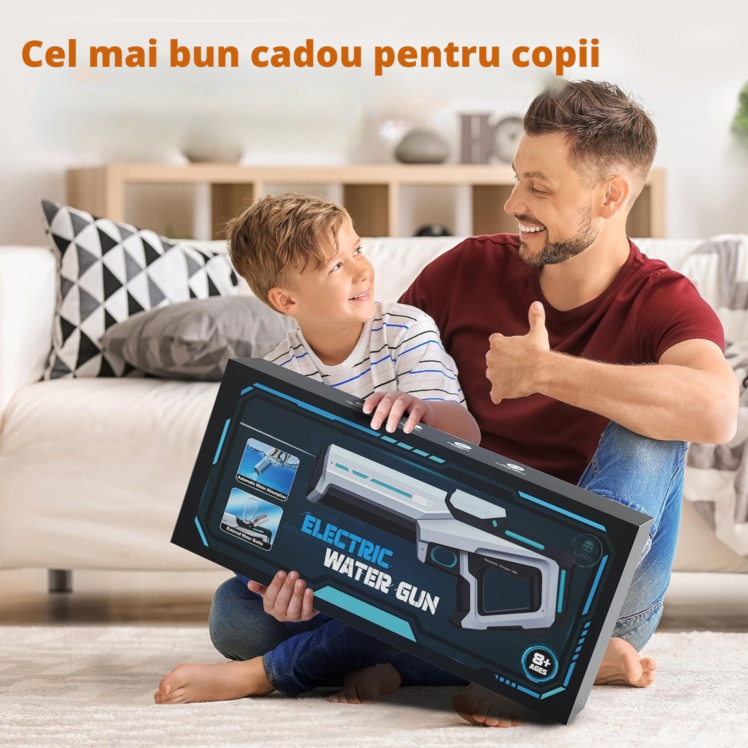 Pistol cu Apa Electric Giftry®, 500 ml, Reincarcare Automata 12 sec ...