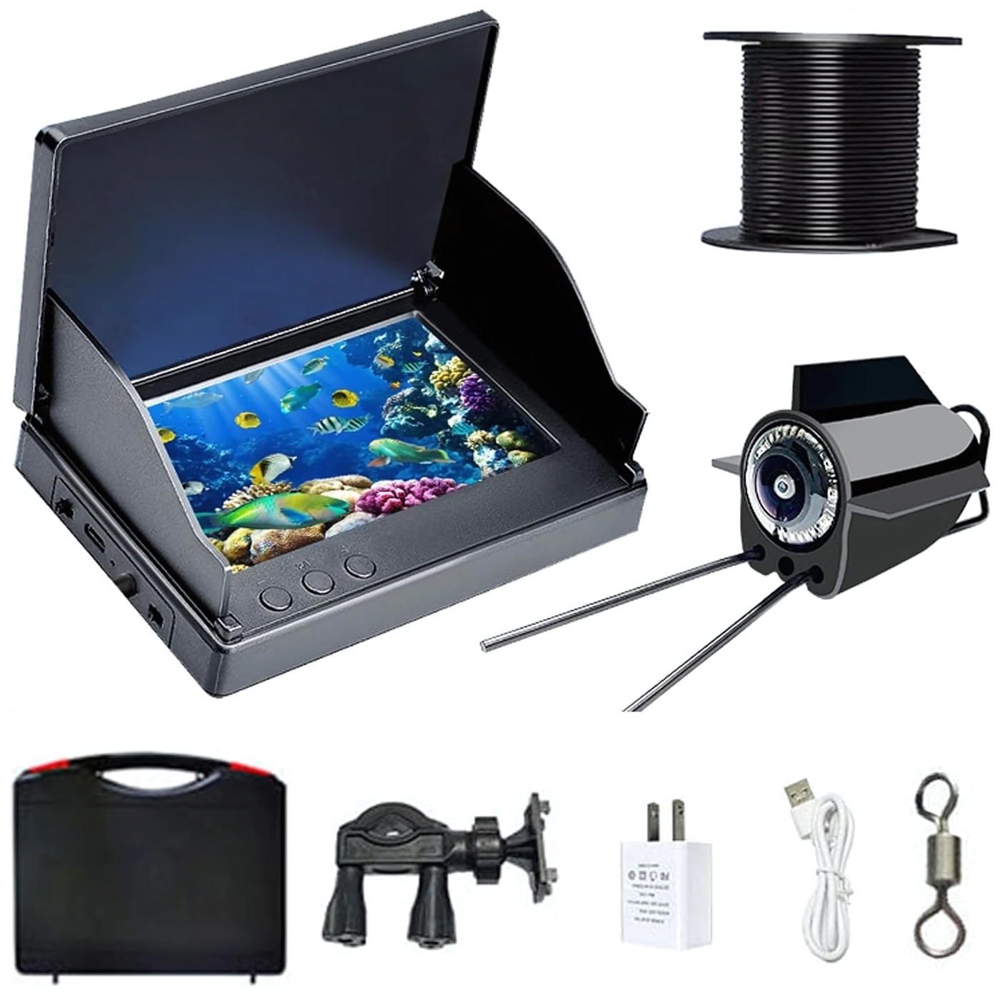 Camera subacvatica pescuit cu ecran LCD KLASTEP, IPS 5" 220° unghi larg ...