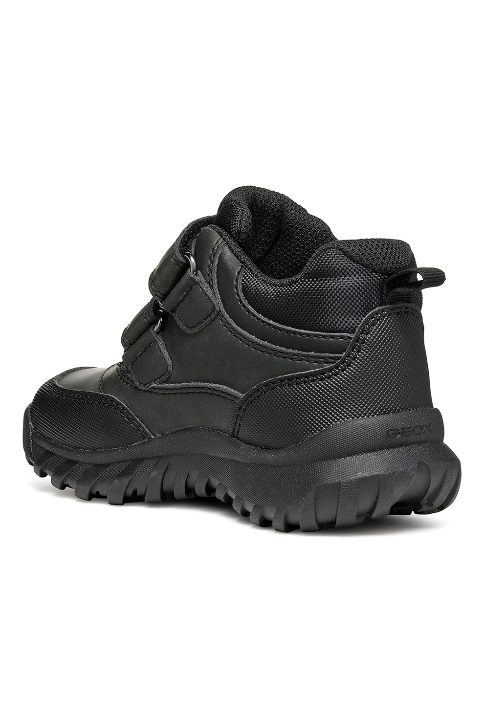 Geox, Pantofi sport mid-cut de piele ecologica cu velcro, Negru, 30 EU ...