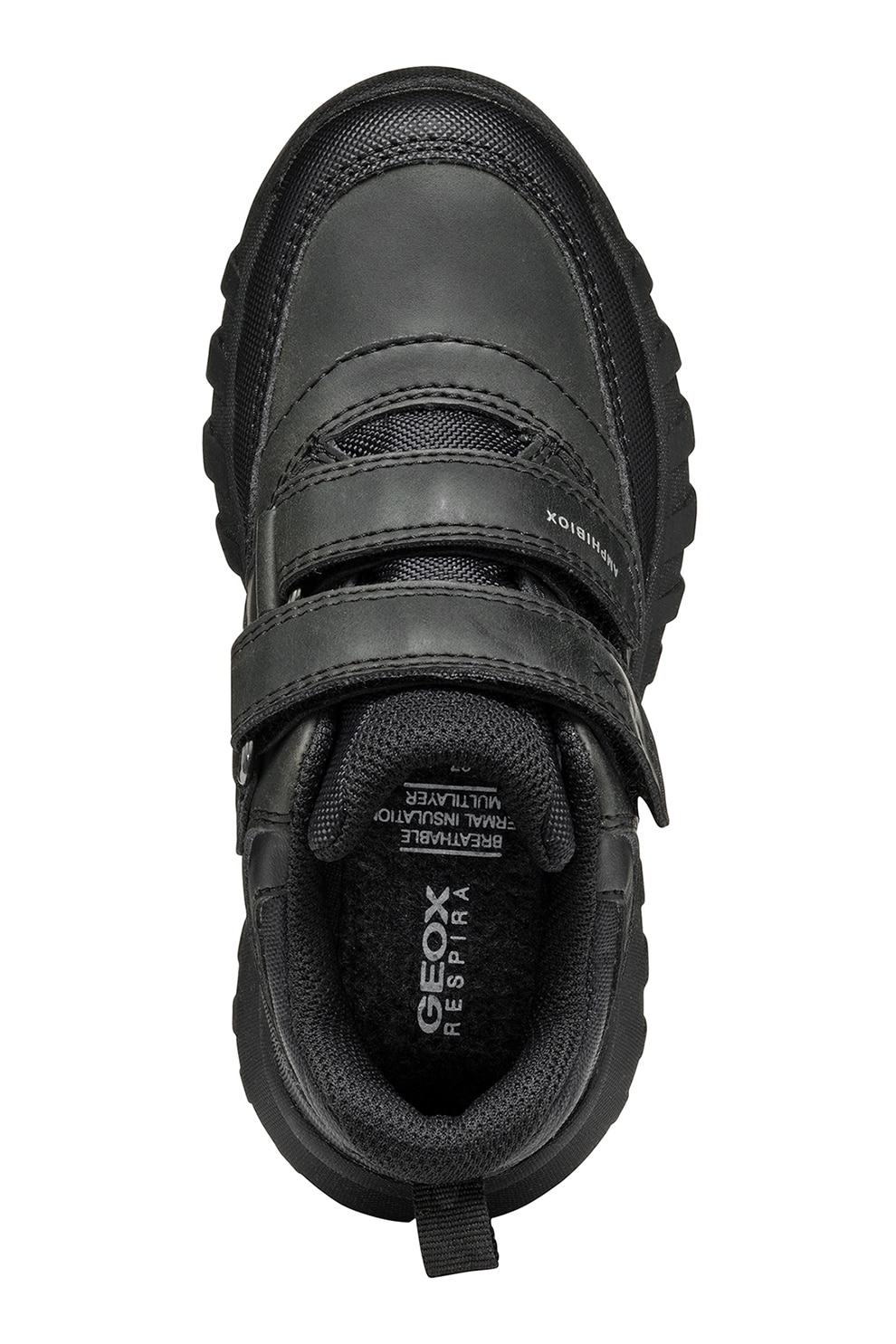 Geox, Pantofi sport mid-cut de piele ecologica cu velcro, Negru, 30 EU ...