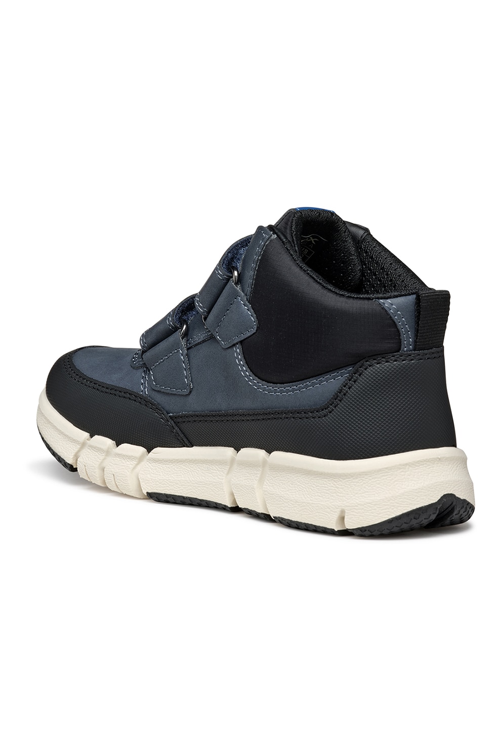 Geox, Ghete de piele ecologica cu insertii de piele, Negru, Albastru ...