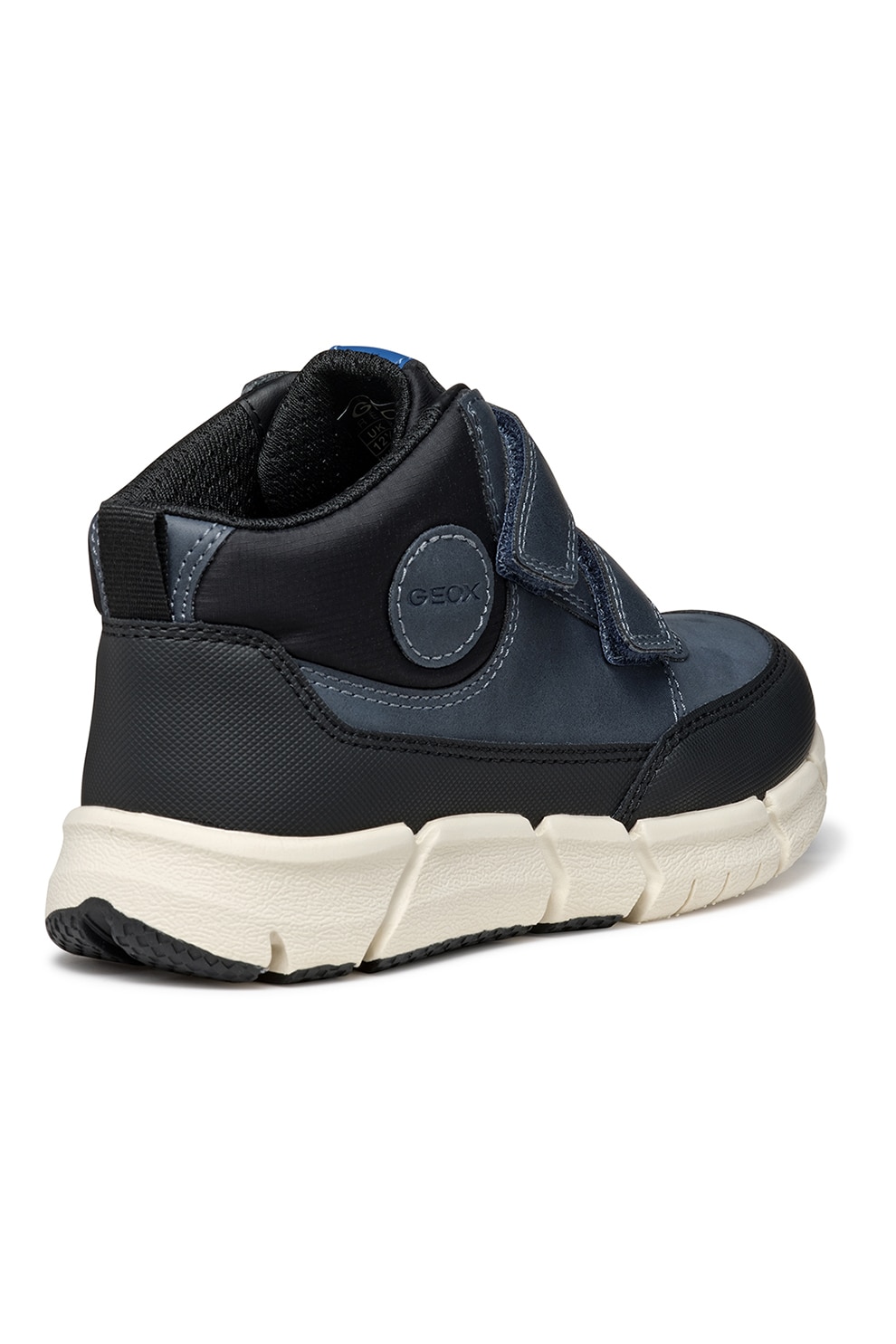 Geox, Ghete de piele ecologica cu insertii de piele, Negru, Albastru ...